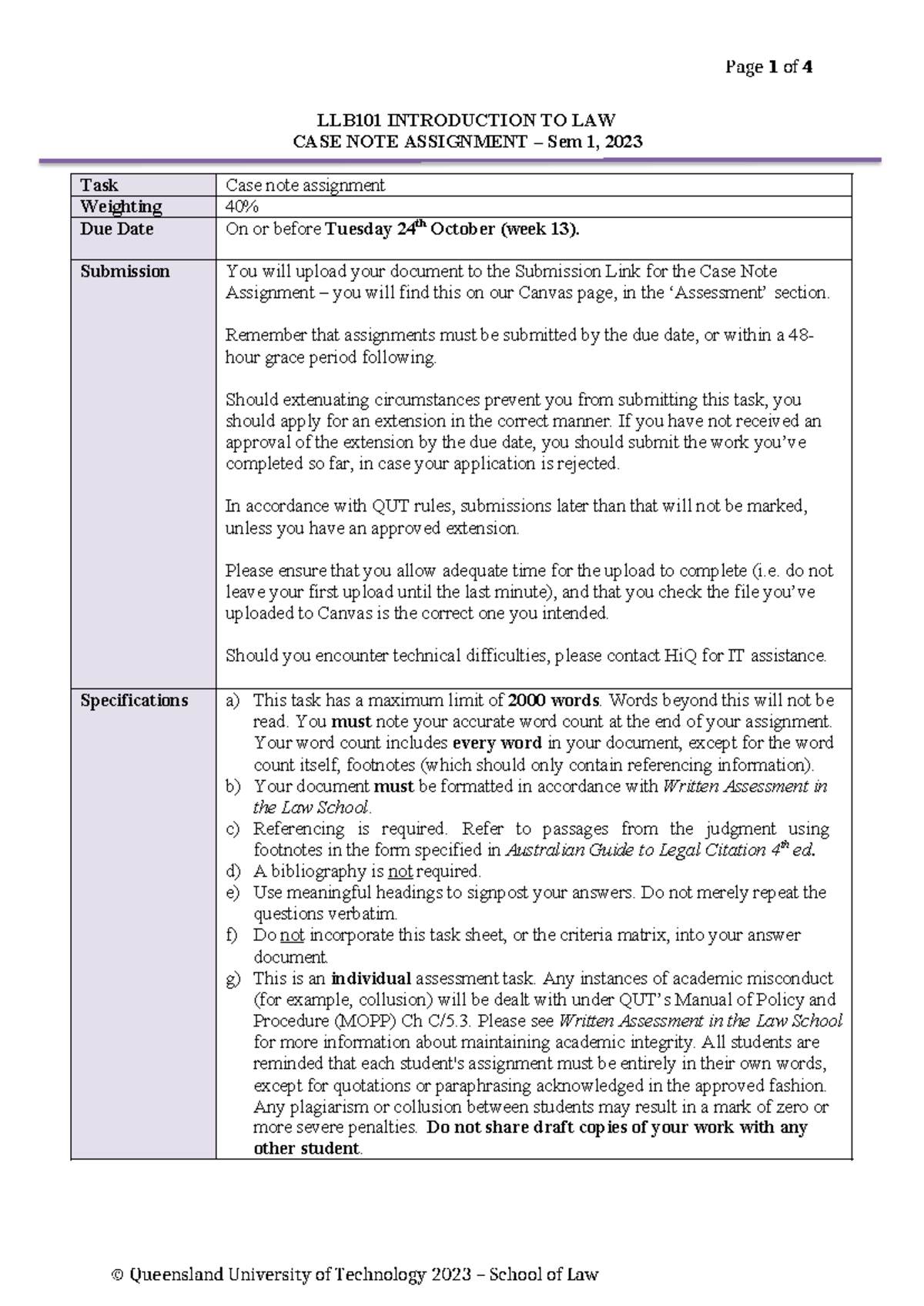 LLB101 Case Note Assignment: Maloney v Compensation Regulator QCA 95 ...