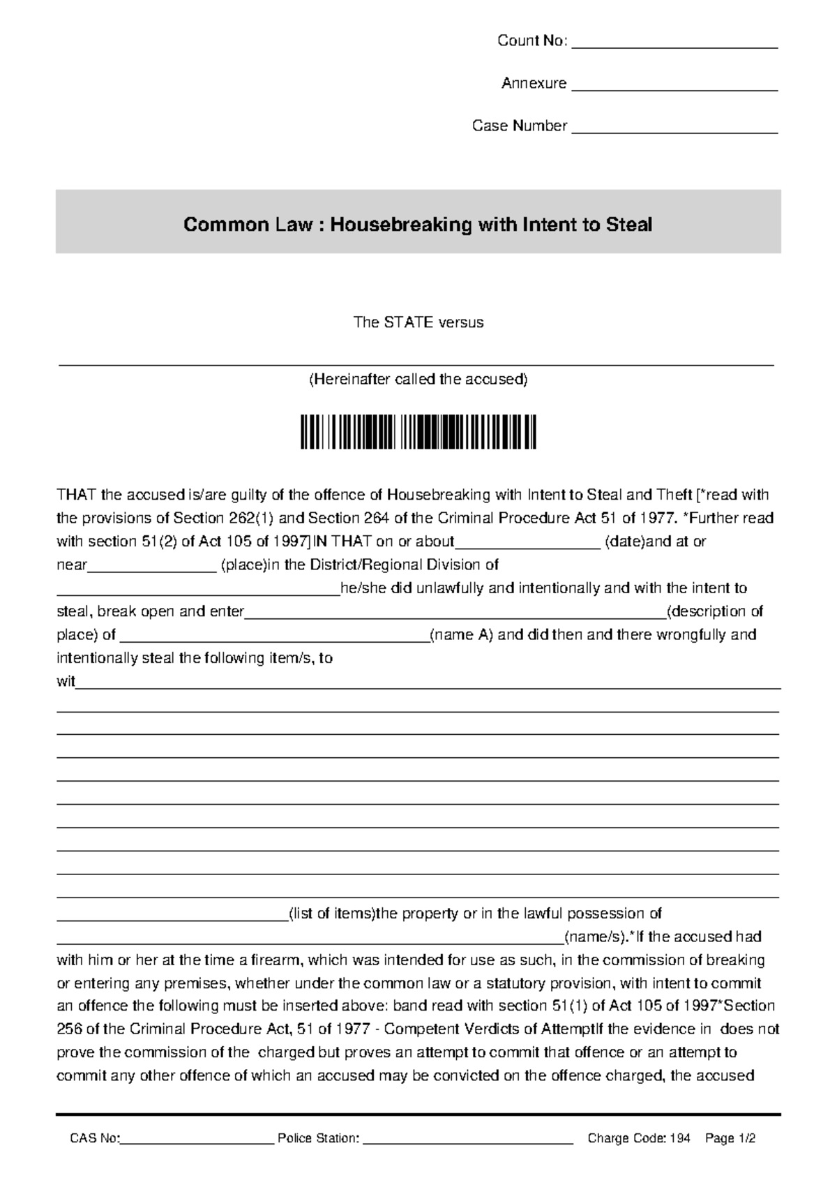 Common Law Case Study: Housebreaking with Intent to Steal (2025) - Studocu