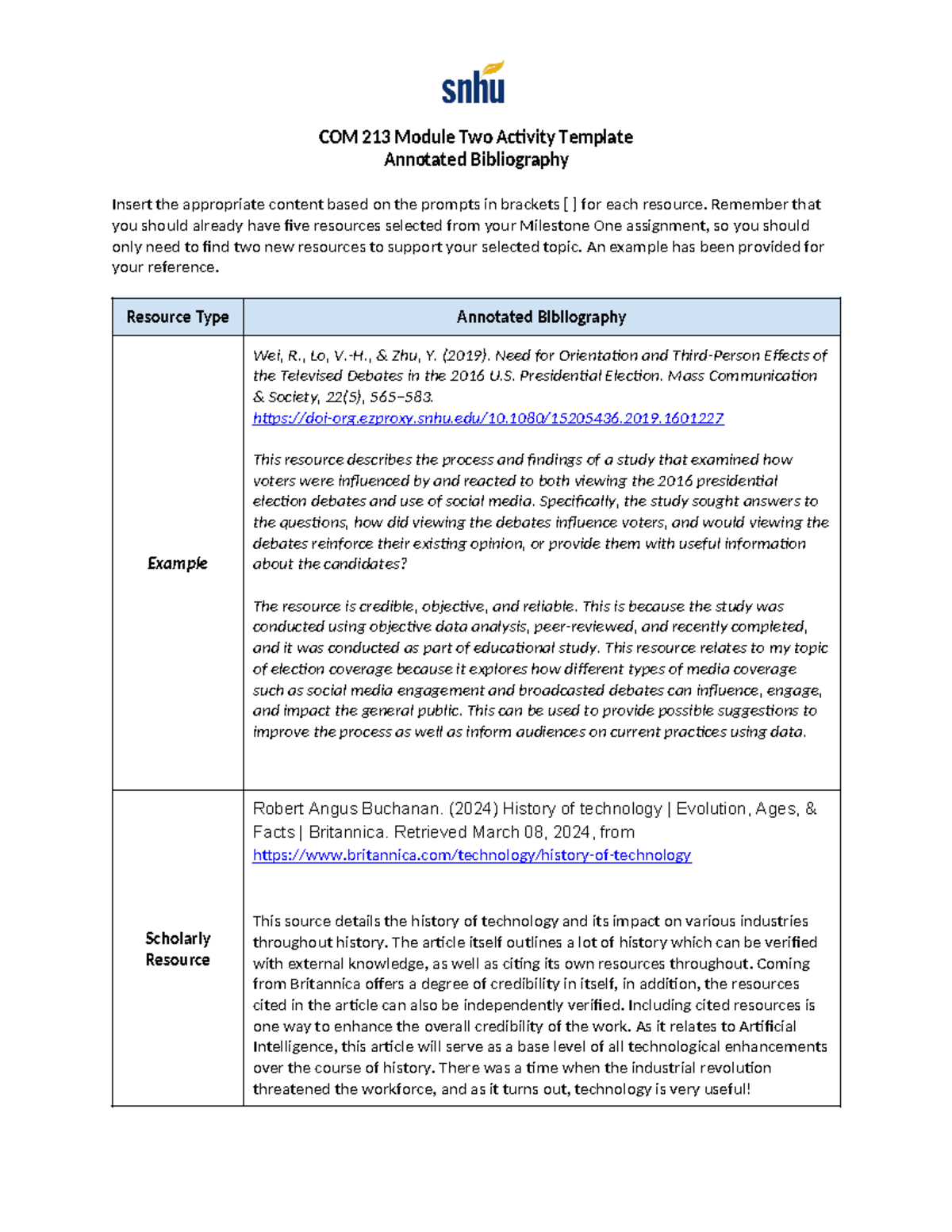 COM 213 Module Two Activity - Remember that you should already have ...