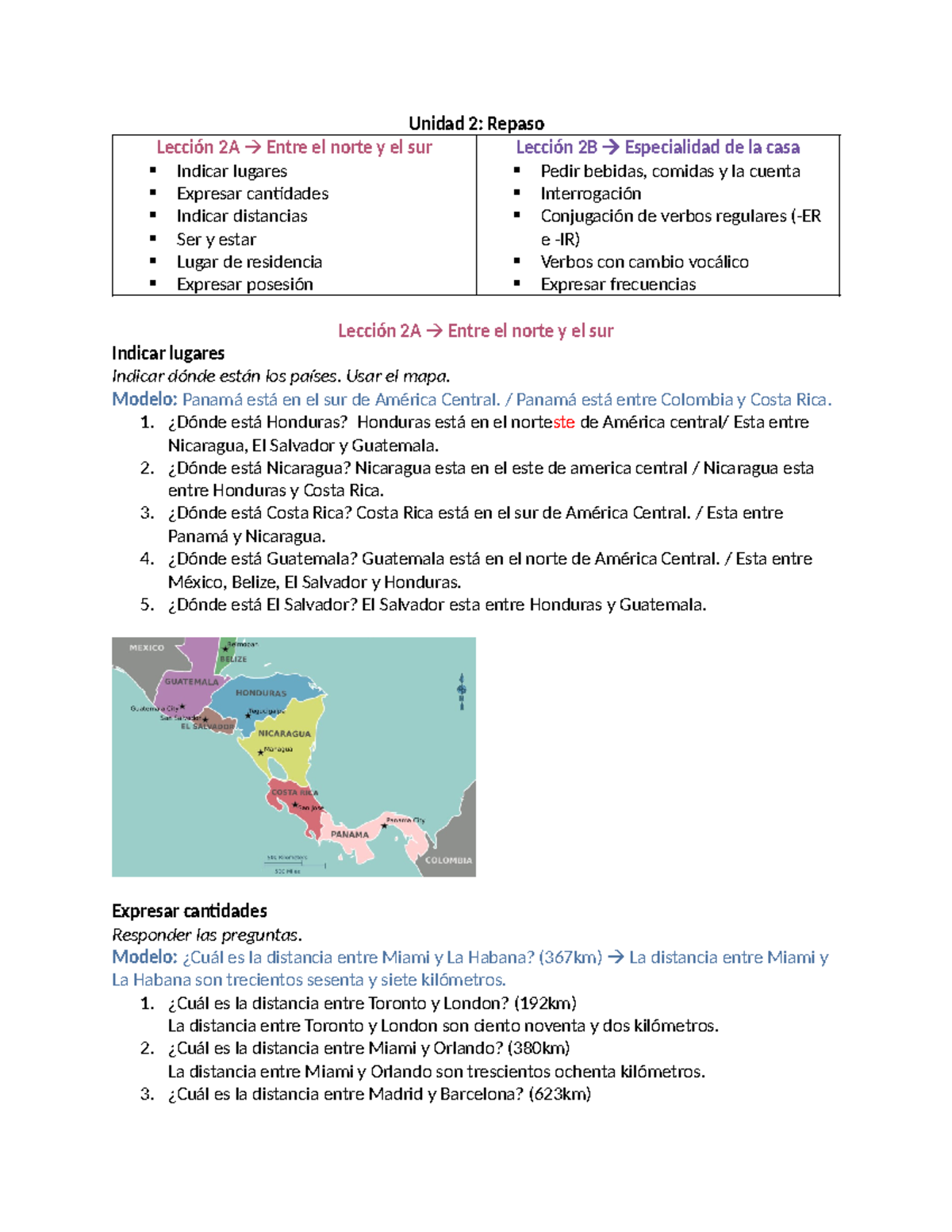 Repaso Unidad 2 - review and practice questions for unit 2 - Unidad 2 ...