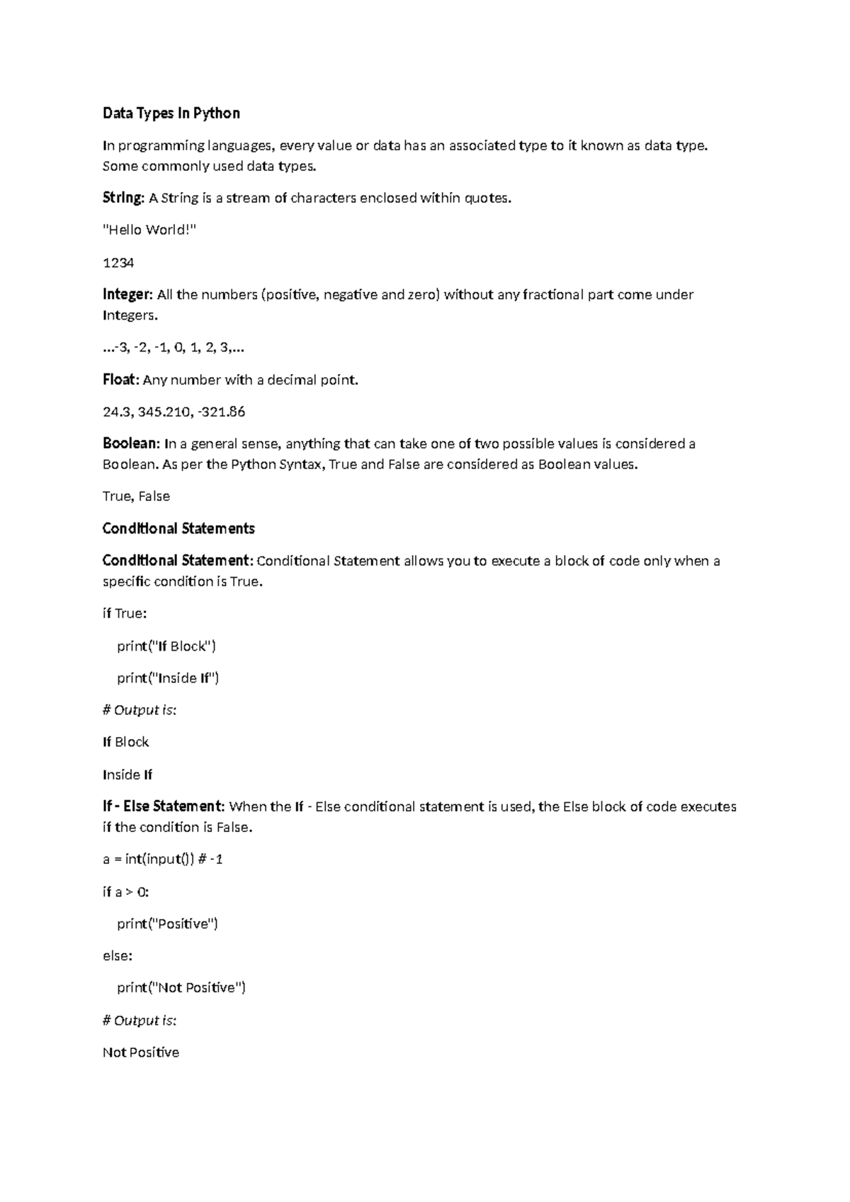 Python Data Types Overview: Strings, Numbers, and More - Studocu