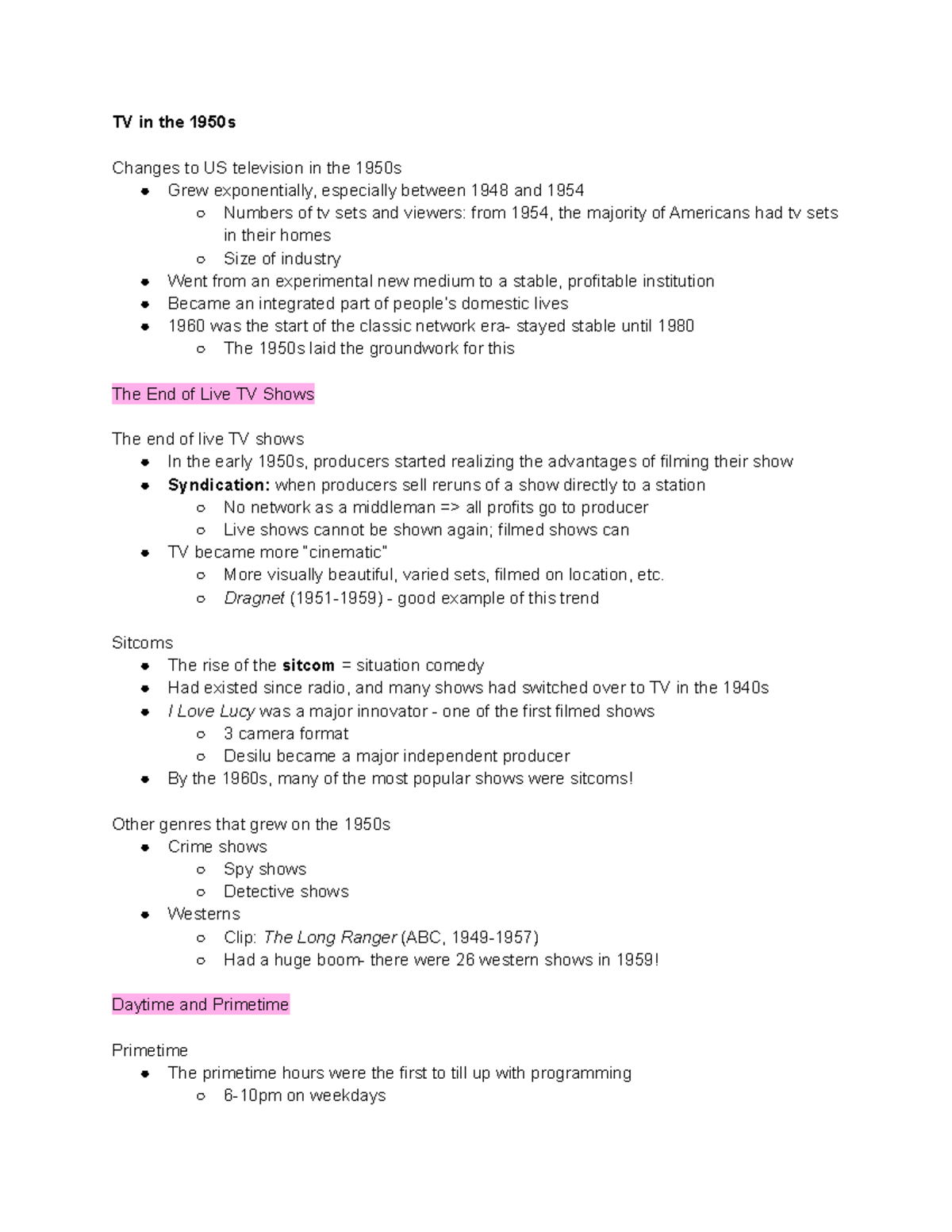 US TV Evolution: Impact & Genres in the 1950s - A Study Guide - Studocu
