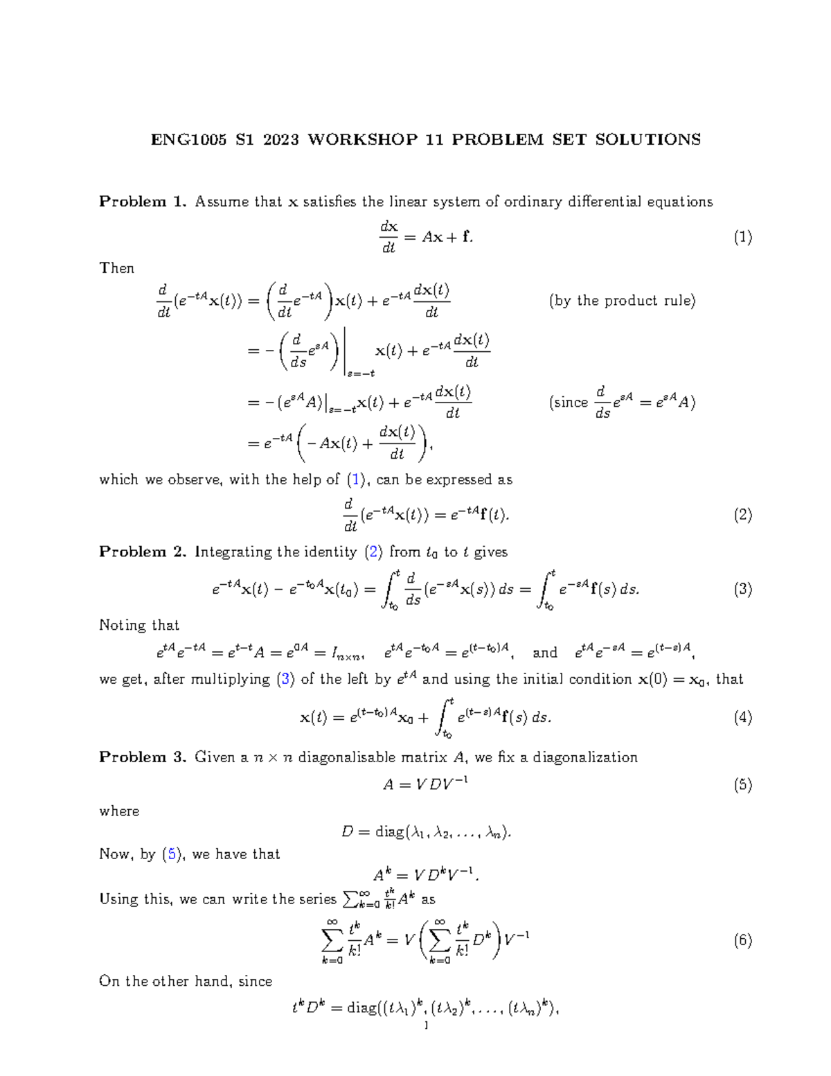 Workshop 11 problem set solutions - ENG1005 S1 2023 WORKSHOP 11 PROBLEM SET SOLUTIONS Problem 1 ...