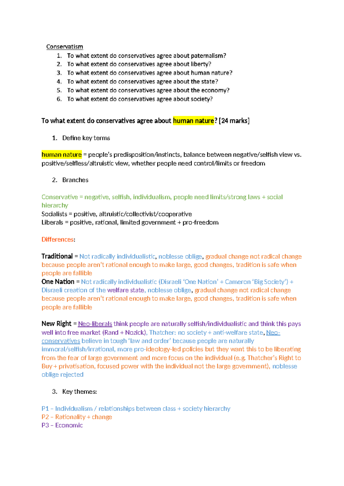 Conservativism Essay: Examining Human Nature Perspectives - Studocu