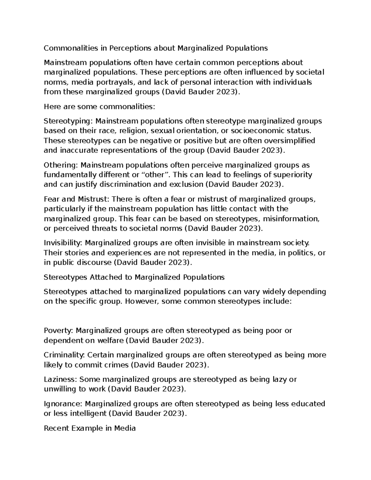 Common Perceptions of Marginalized Populations - HIS217 Journal - Studocu