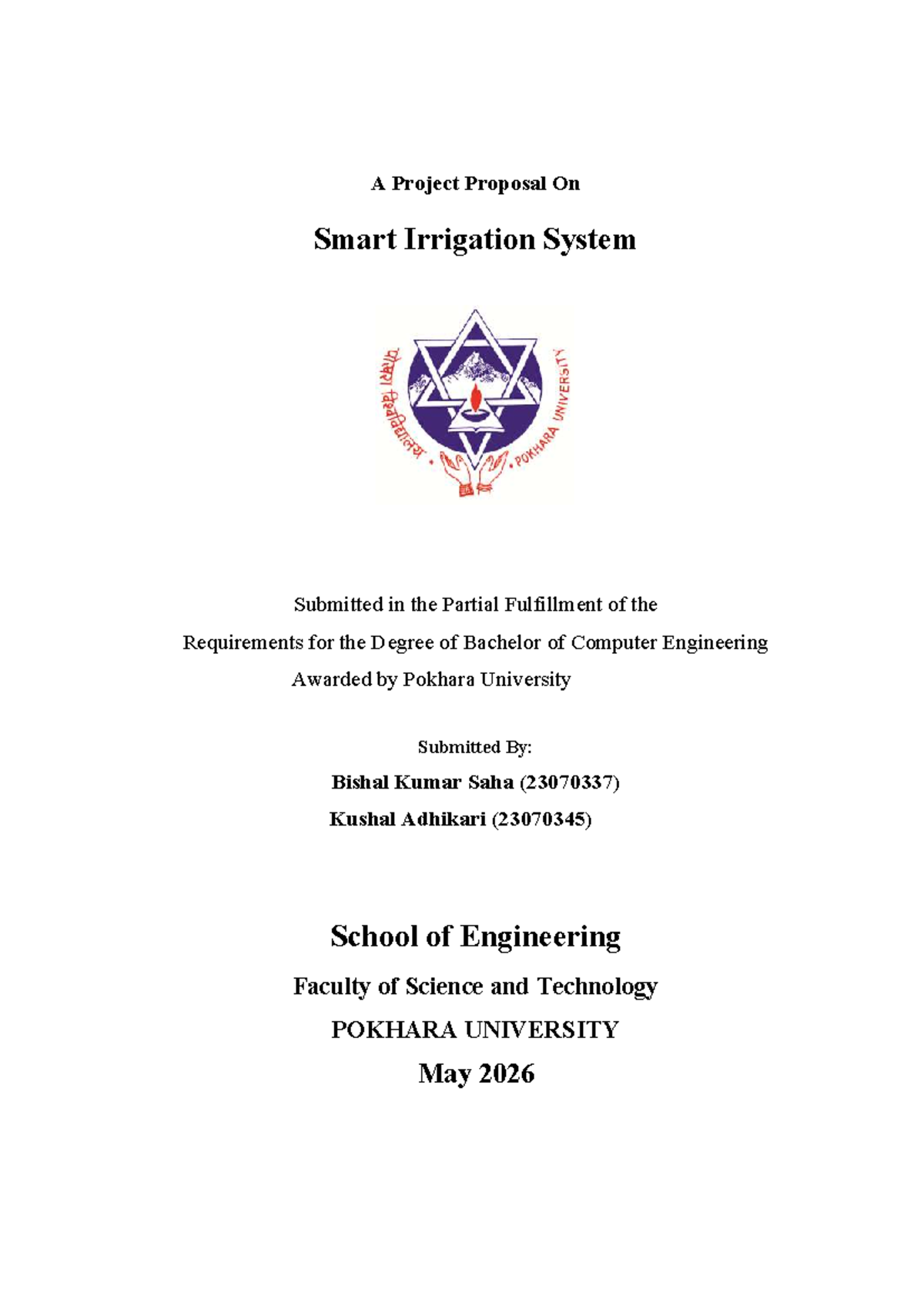 Smart Irrigation System Proposal for B.Eng. in Computer Engineering ...