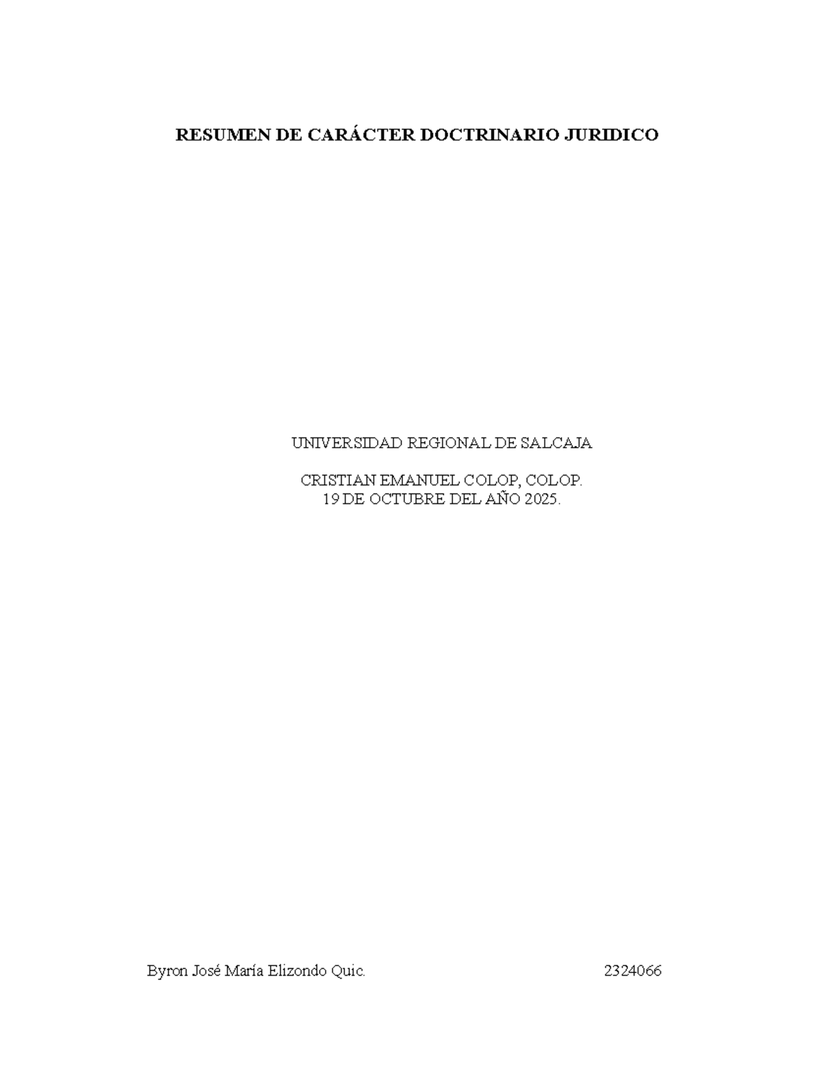 Resumen de Carácter Doctrinario Jurídico - Derecho Mercantil I - Studocu