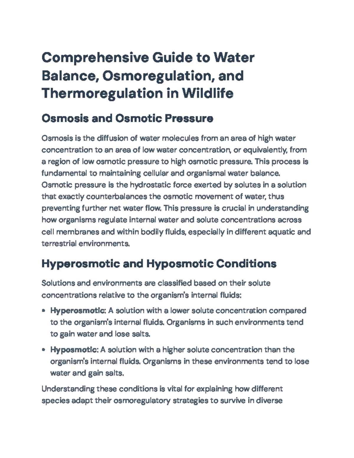 Comprehensive Guide to Water Balance, Osmoregulation & Thermoregulation ...
