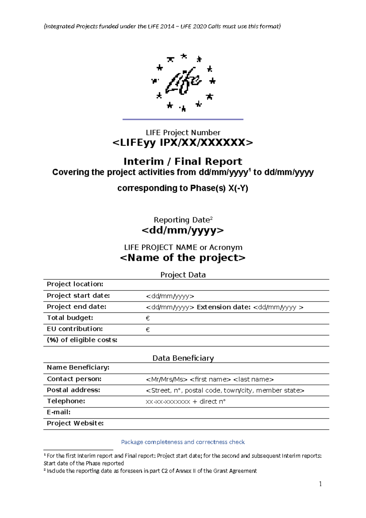 Interim-final report template for integrated projects 0 - (Integrated ...