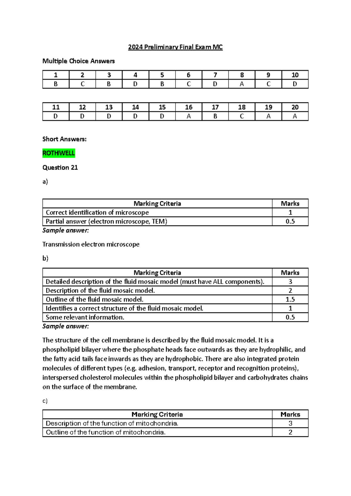2024 Preliminary Final Exam MC & Short Answer Marking Criteria - Studocu