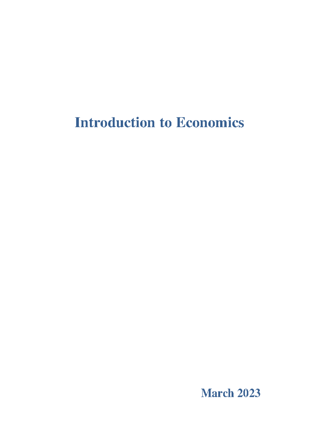Introduction to Economics: Chapter Overview and Key Concepts - Studocu