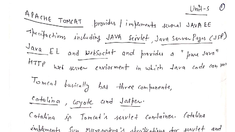 Webtech Unit 5: Understanding Apache Tomcat and Java Servlets - Studocu