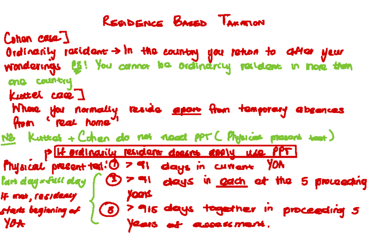 Residence Based Taxation: Understanding Cohen's Ordinarily Resident ...
