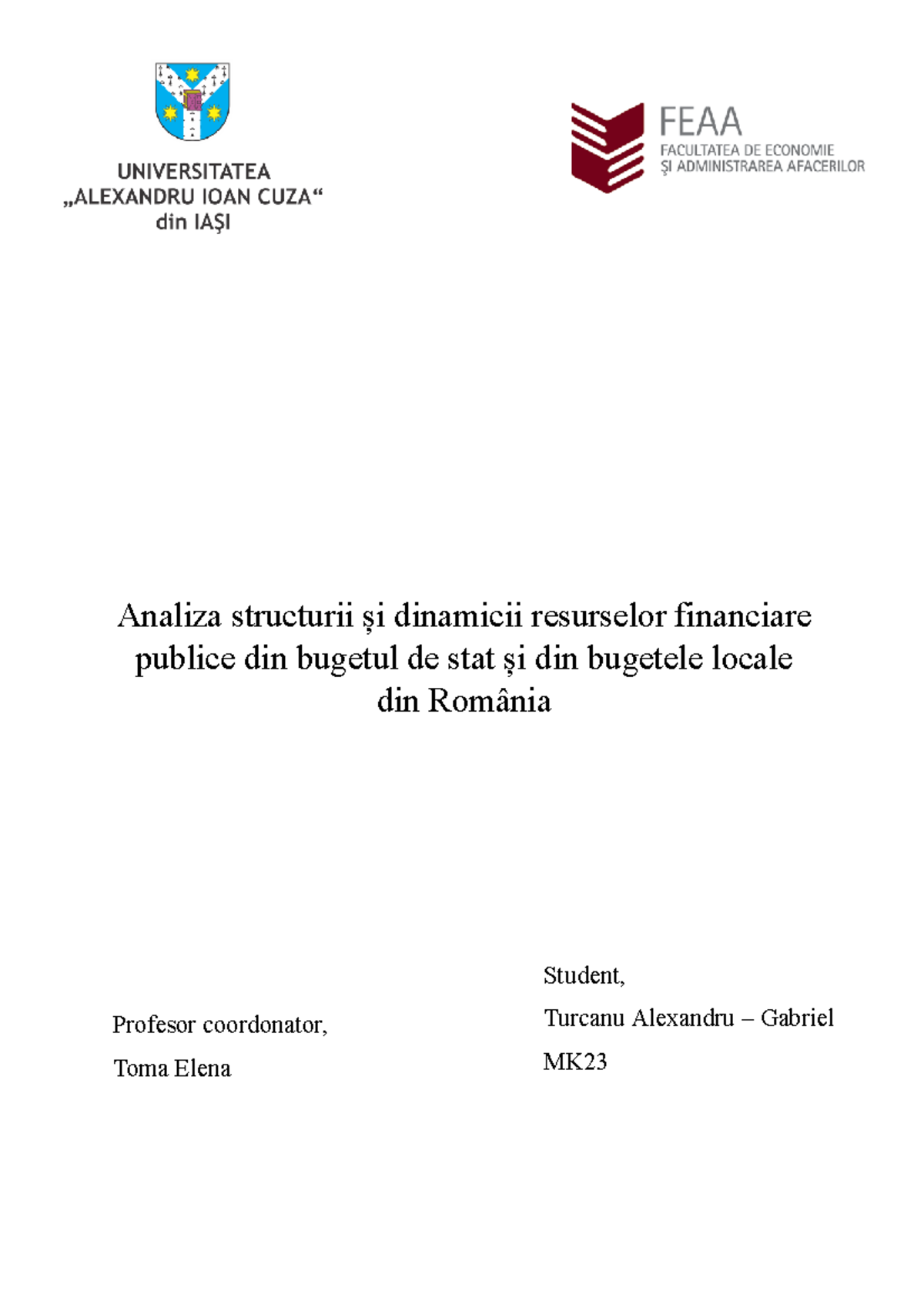 Analiza Resurselor Financiare Publice din România - Proiect MK23 - Studocu
