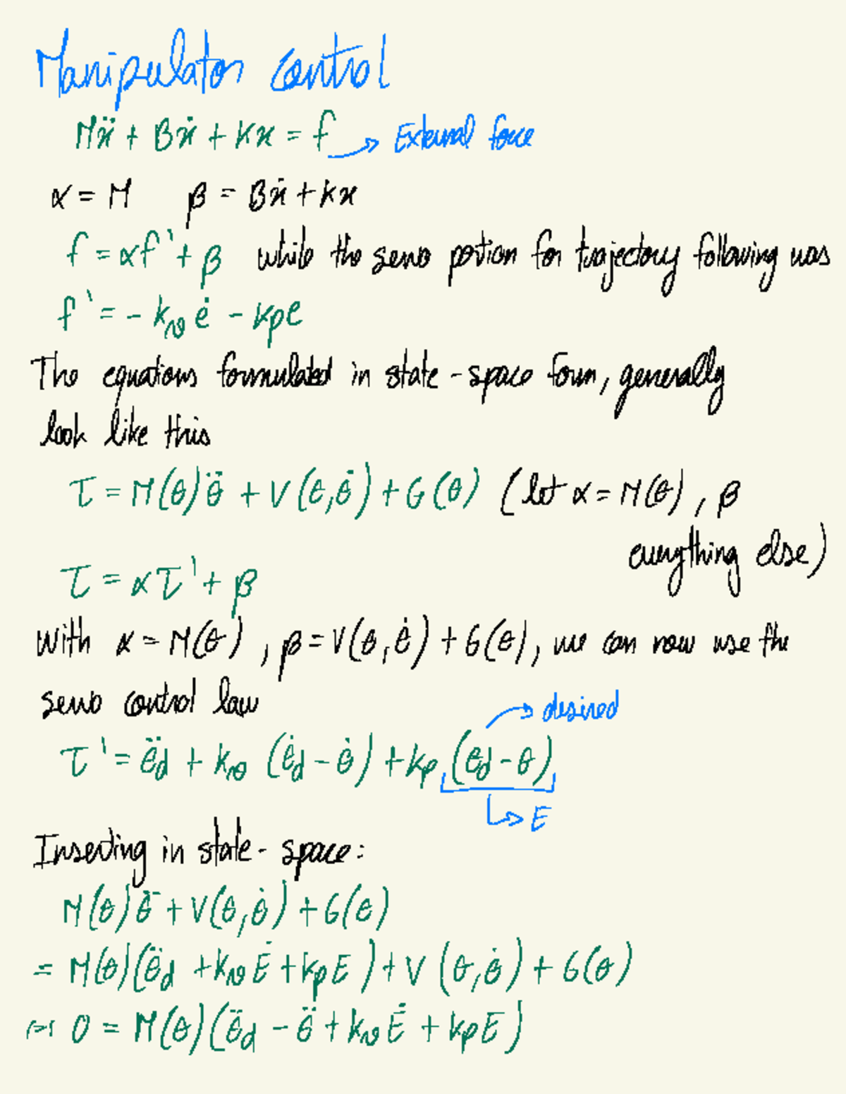 Manipulator Control Notes - Exercise 6 (Mis Bis) - Studocu