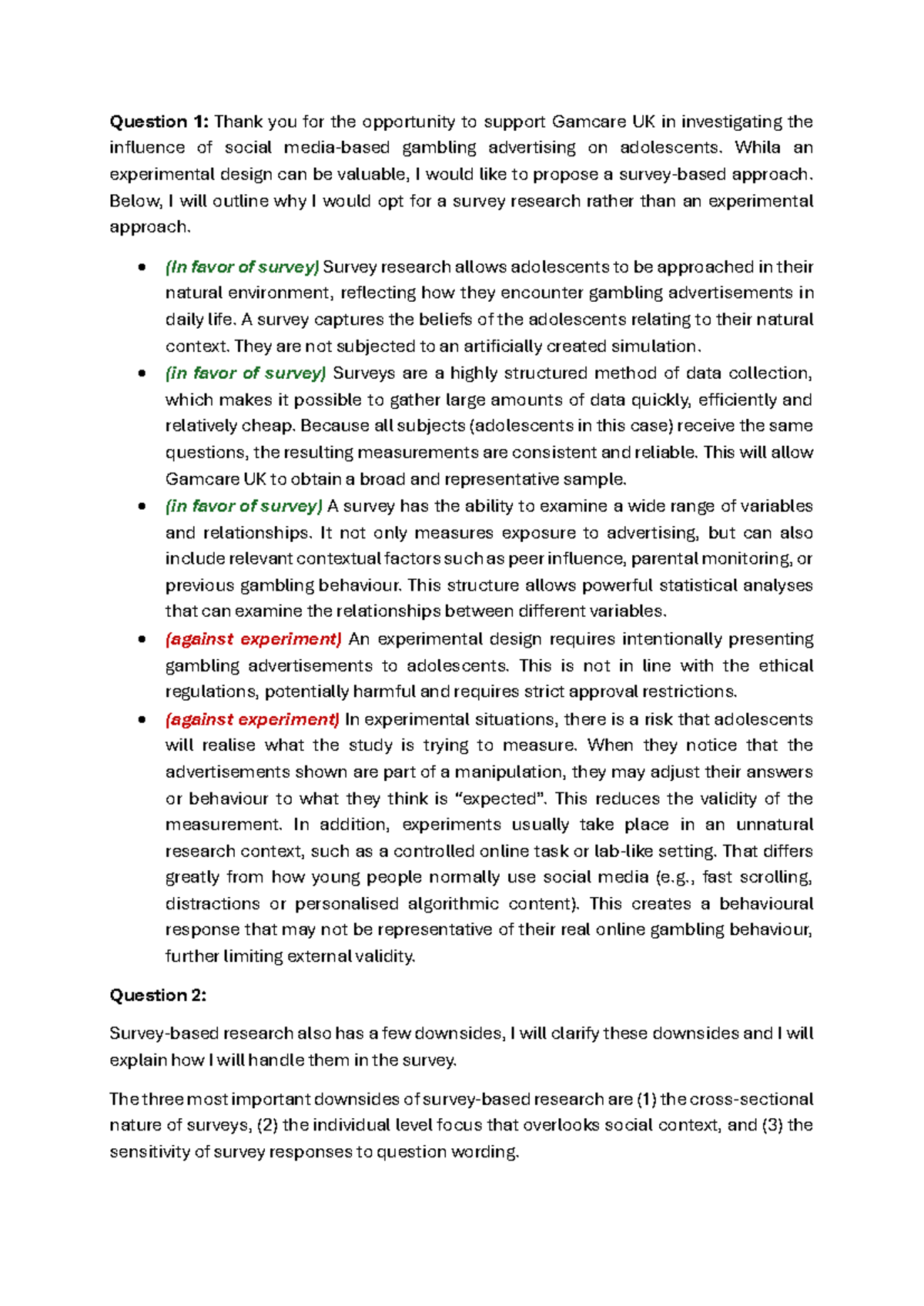 Methods 3: Survey Research vs. Experimental Design in Gambling Ads ...