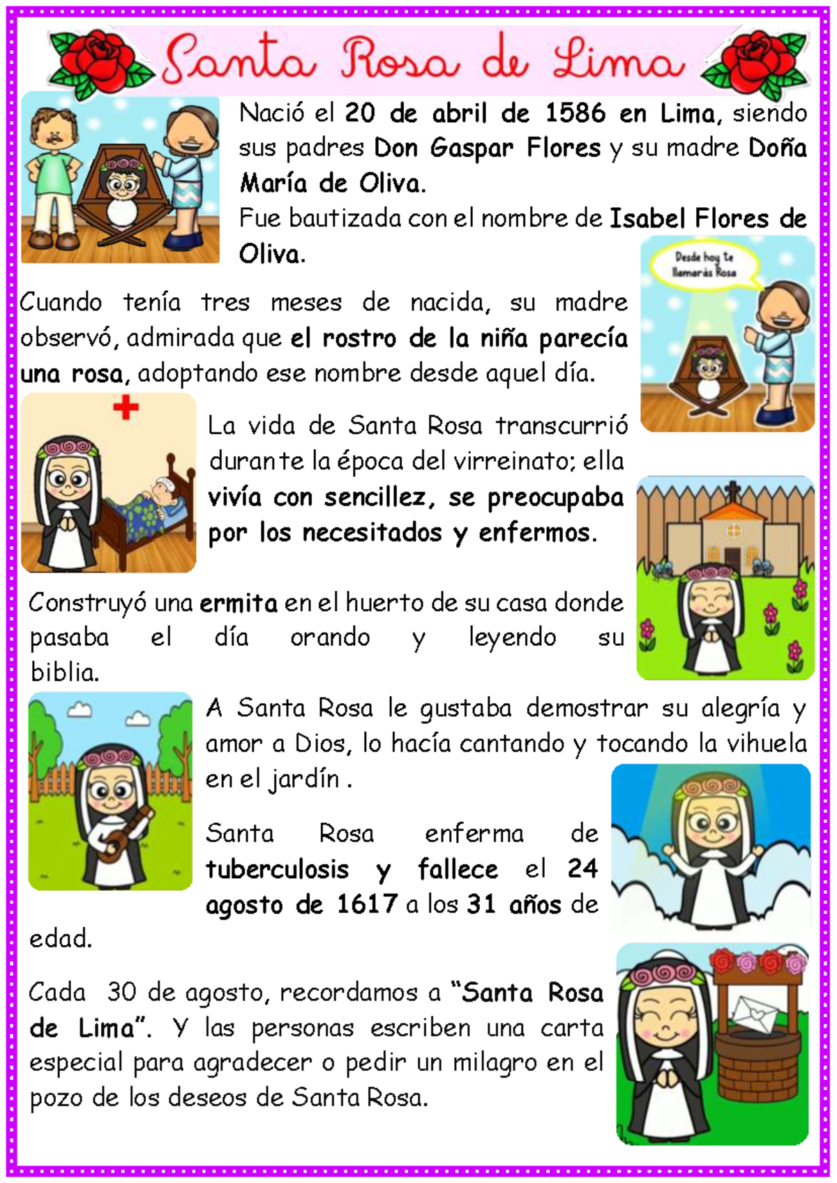 Ficha Santa ROSA DE LIMA - Nació el 20 de abril de 1586 en Lima, siendo ...
