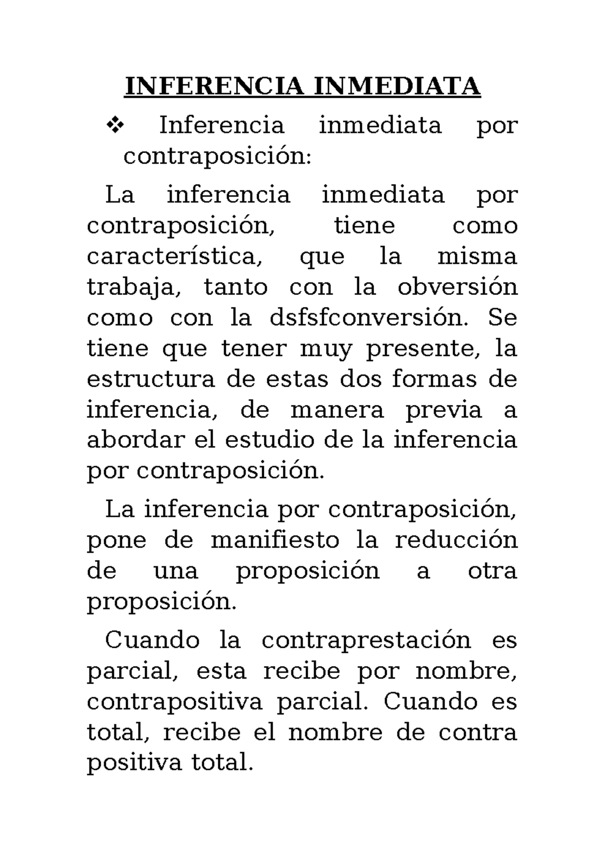 Inferencia inmediata: contraposición y sus características - Studocu