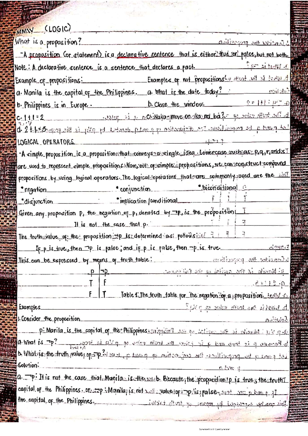 MMW - Logic: Comprehensive Study Guide and Key Concepts - Studocu