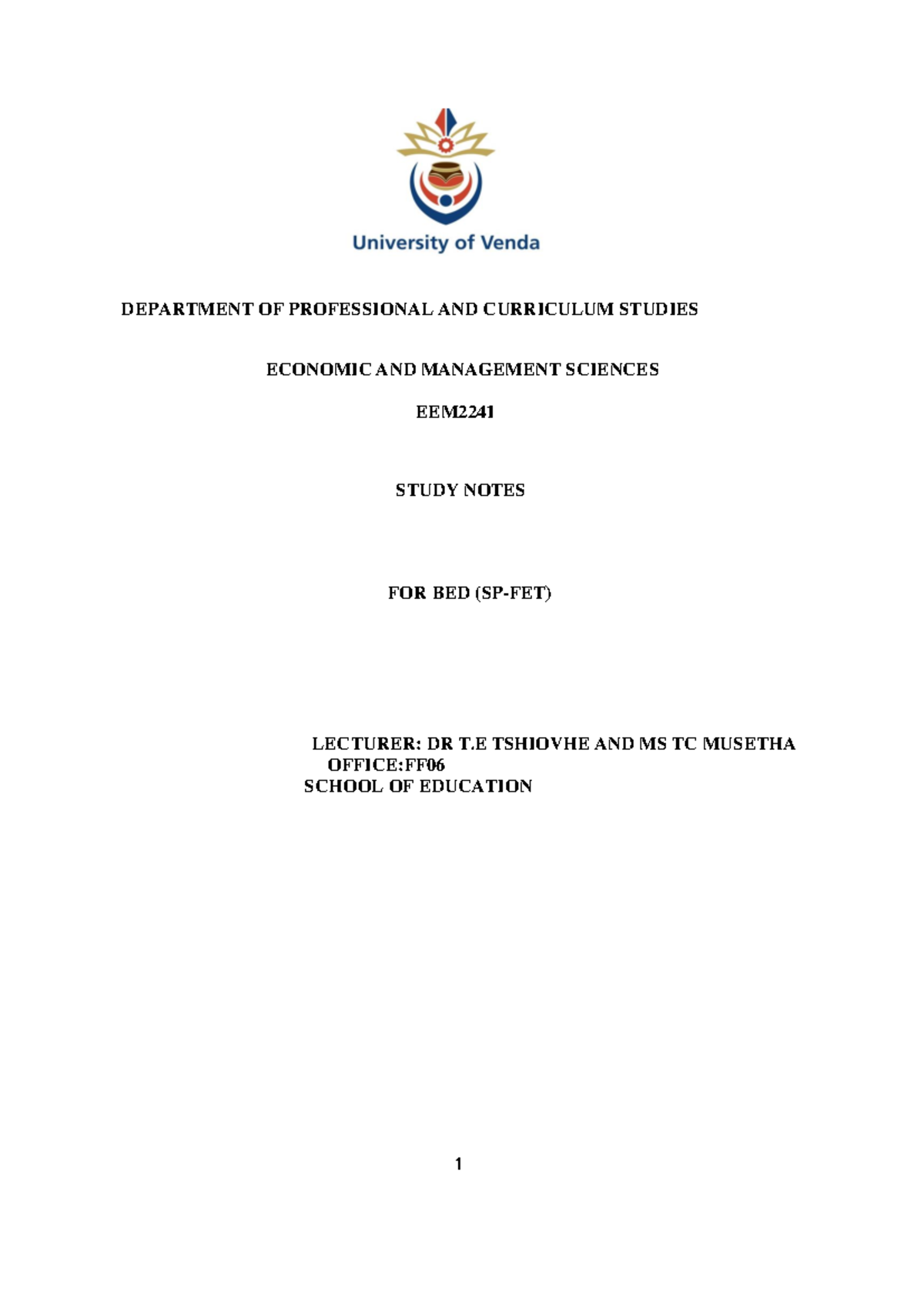 EEM2241 Study Guide: Economic & Management Sciences Insights - Studocu