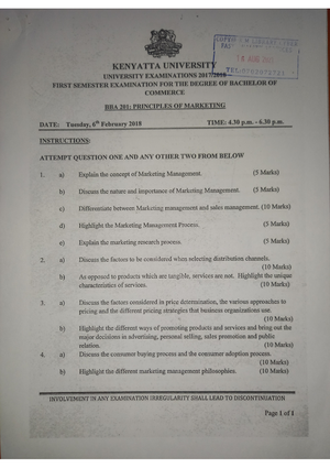 Principles OF Marketing BBA 201 - PRINCIPLES OF MARKETING LECTURE NOTES ...