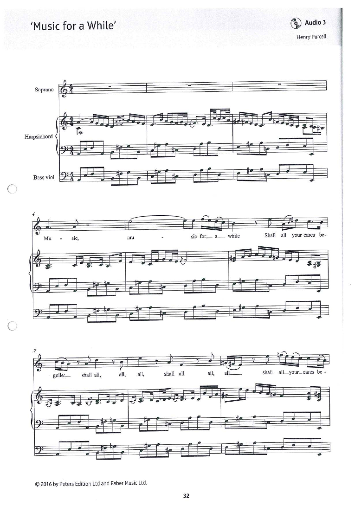 Audio 3: Purcell's "Music for a While" Score Analysis - Studocu