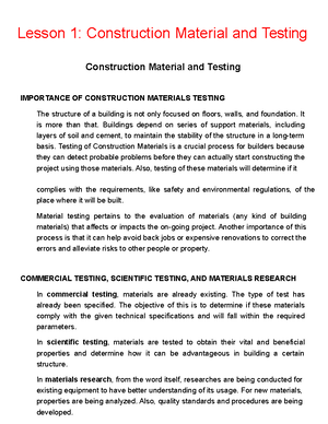 CMT-Module-1 - Construction Materials and Testing Module 1 - COLLEGE OF ...