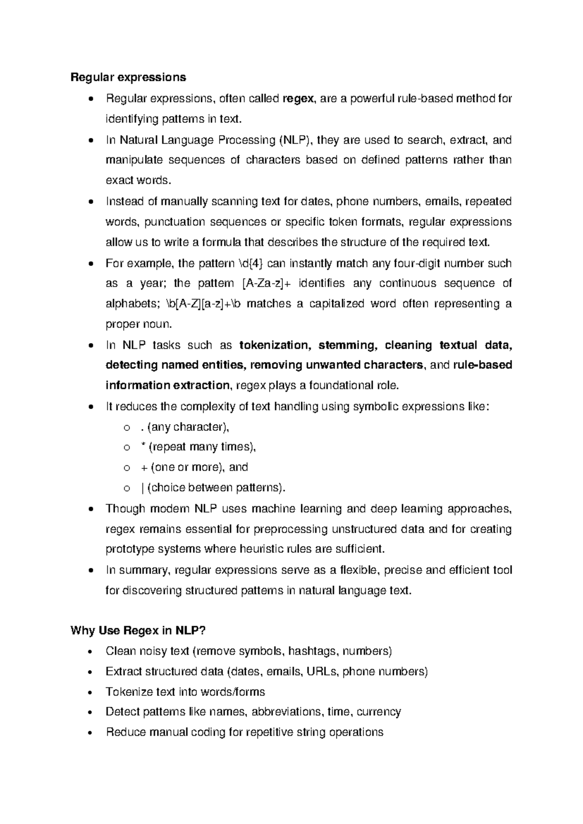 Regular Expressions in NLP: Patterns, Uses, and Examples - Studocu