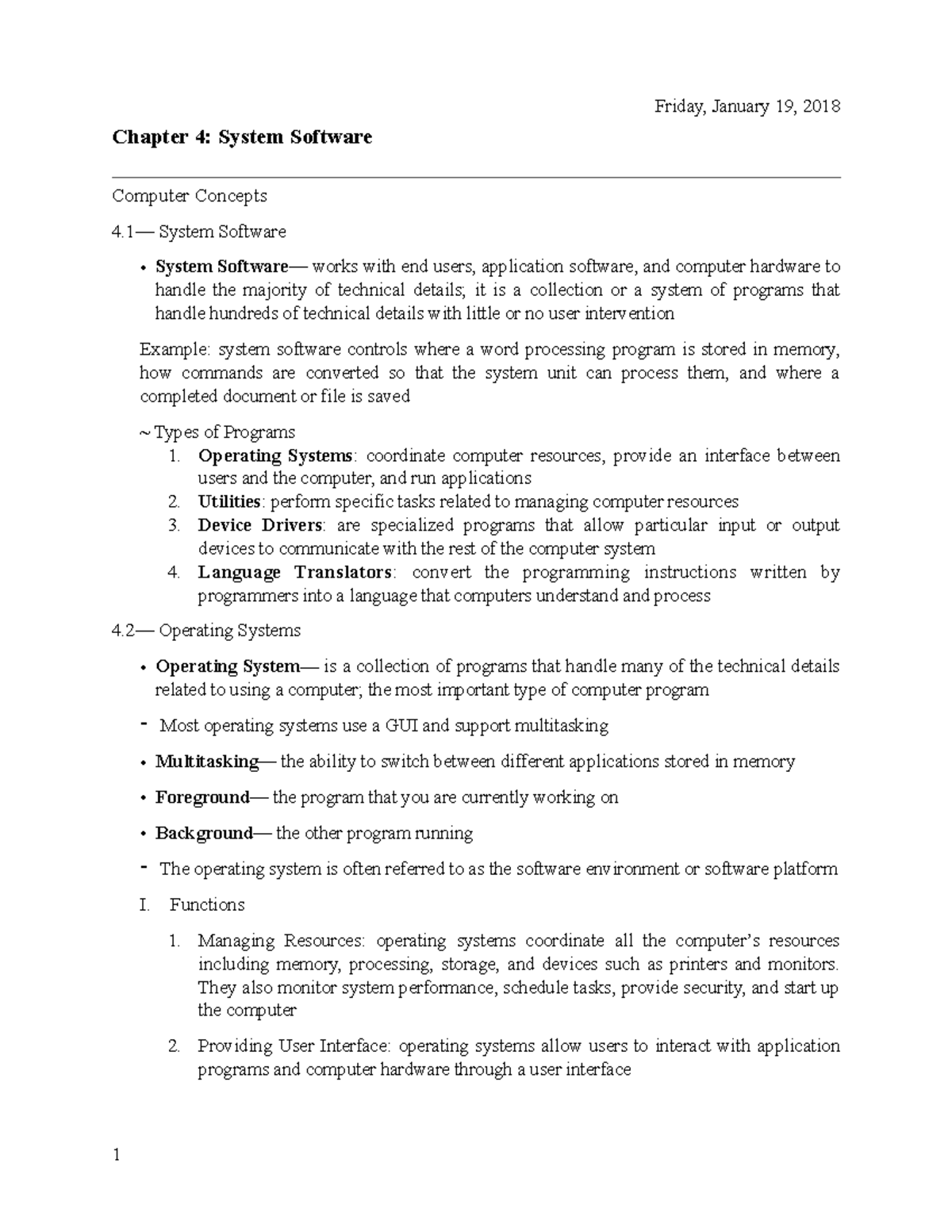 Chapter 4: System Software Overview and Operating Systems (CS101) - Studocu