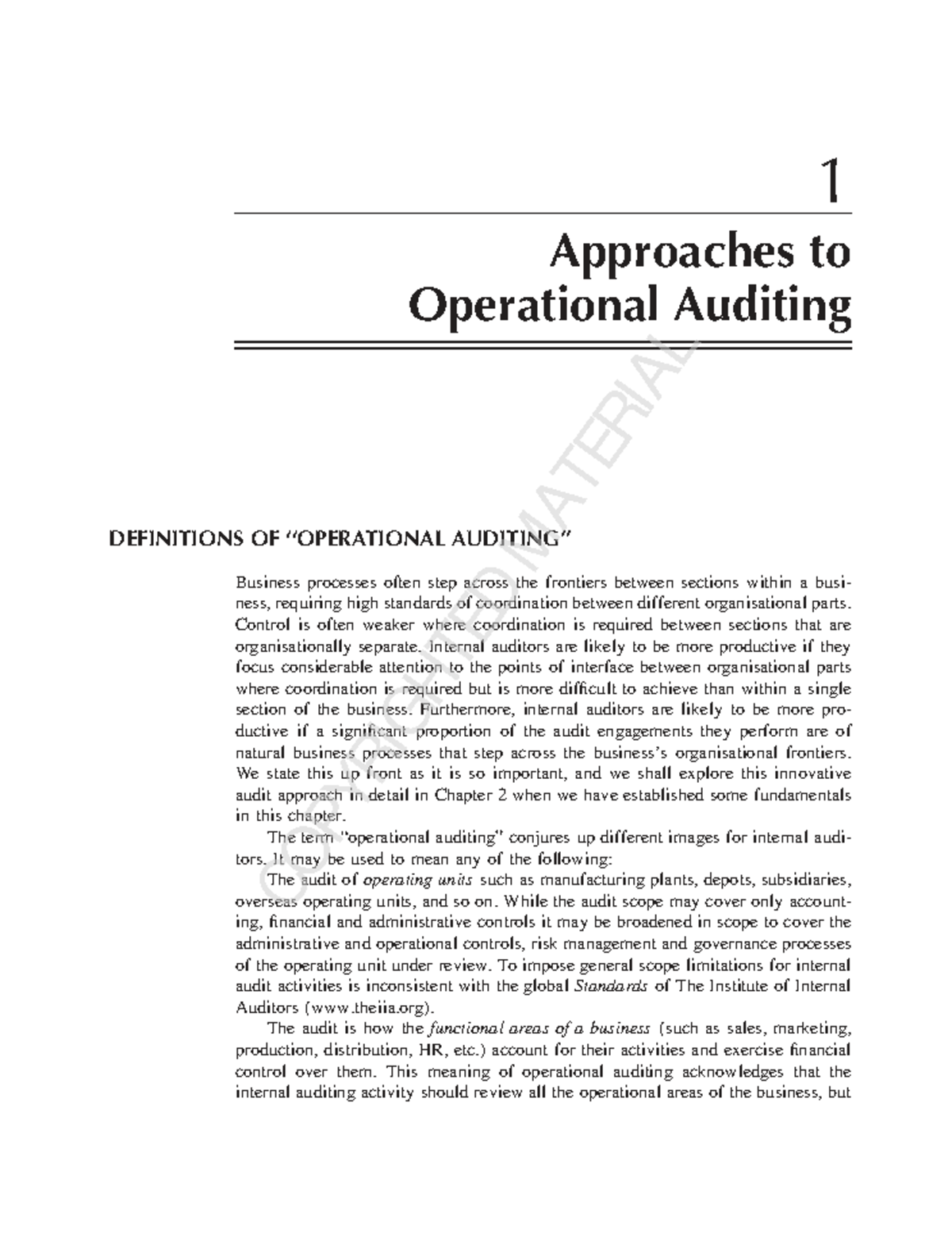 Approaches to Operational Auditing: Insights and Definitions (Course ...