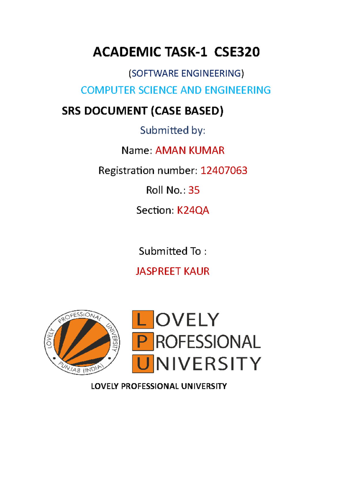 CSE320 SRS BIO PAGE 1 - IT IS HELPFUL FOR SRS - Software Engineering - ACADEMIC TASK-1 CSE 320 ...