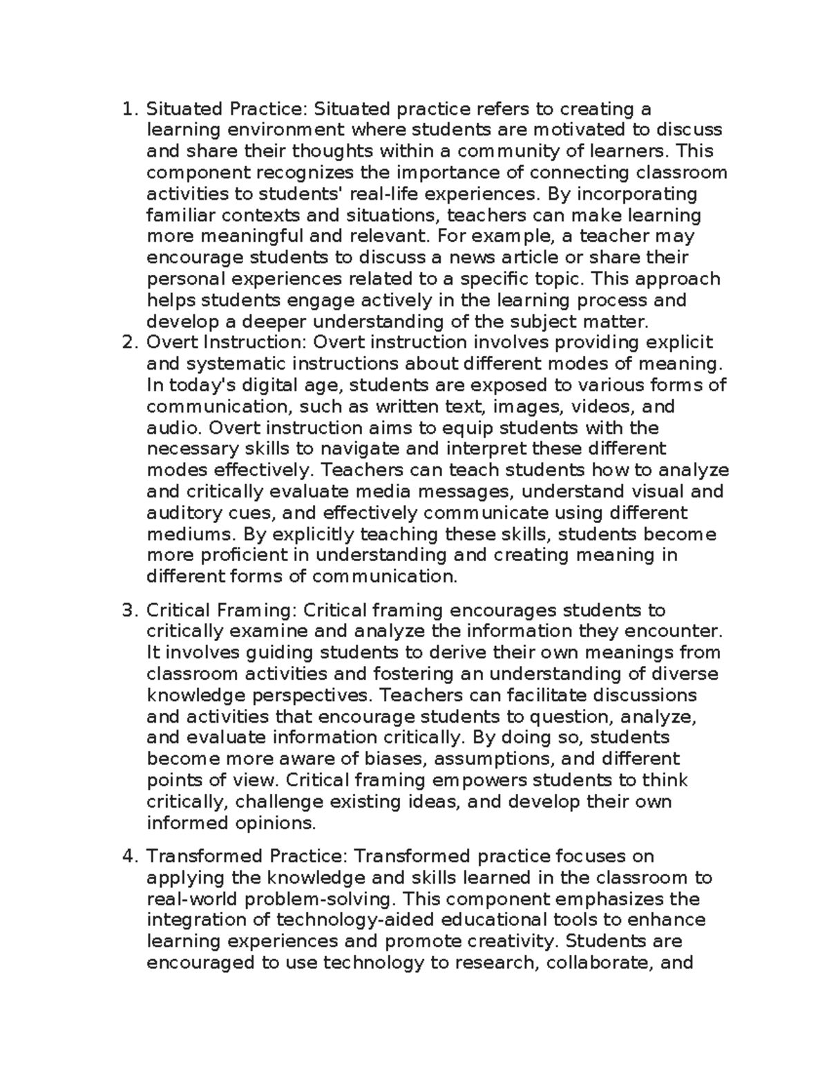 Multiliteracies Pedagogy: Situated Practice & Instruction Insights ...