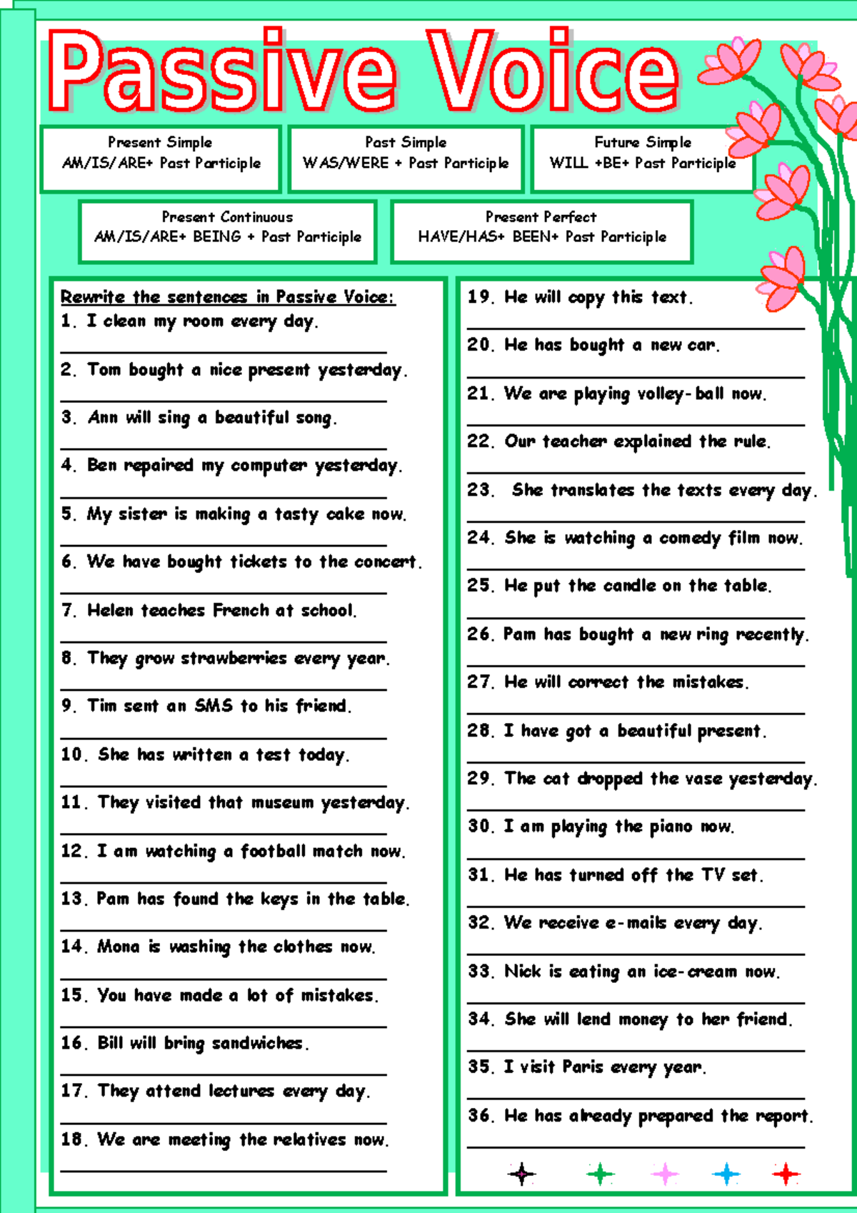 Passive-voice 56903 - passive - Present Simple Past Participle Past ...