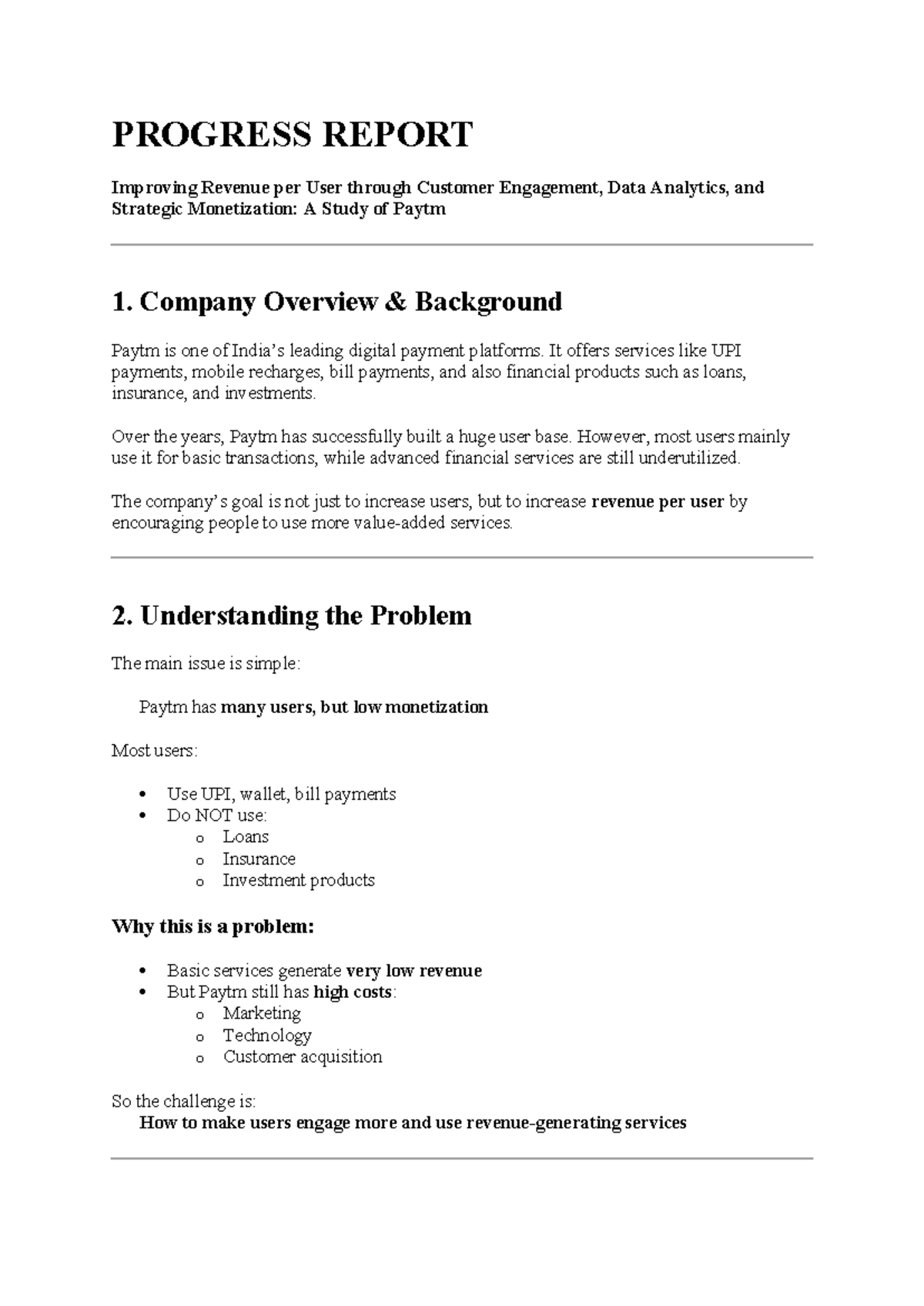 Progress Report C23: Enhancing Revenue per User via Engagement ...
