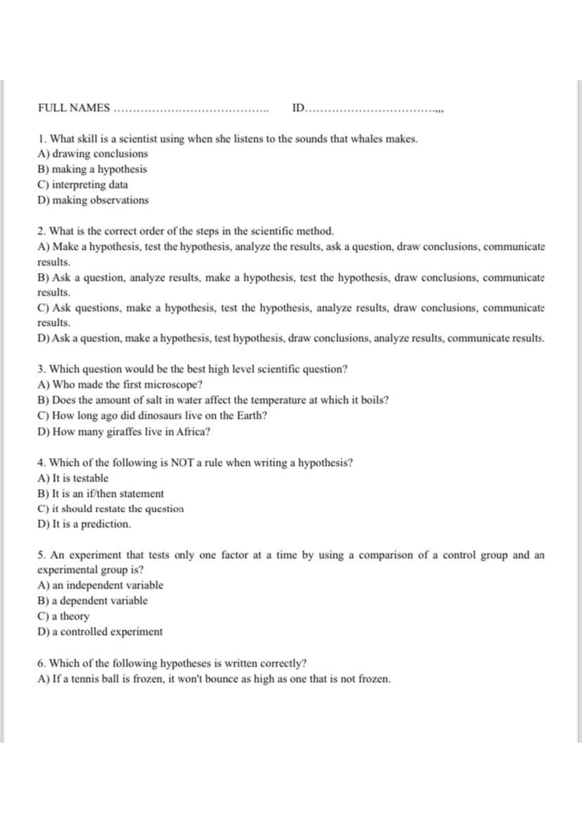 Bio101 - Revision: Scientific Method & Key Concepts - Studocu
