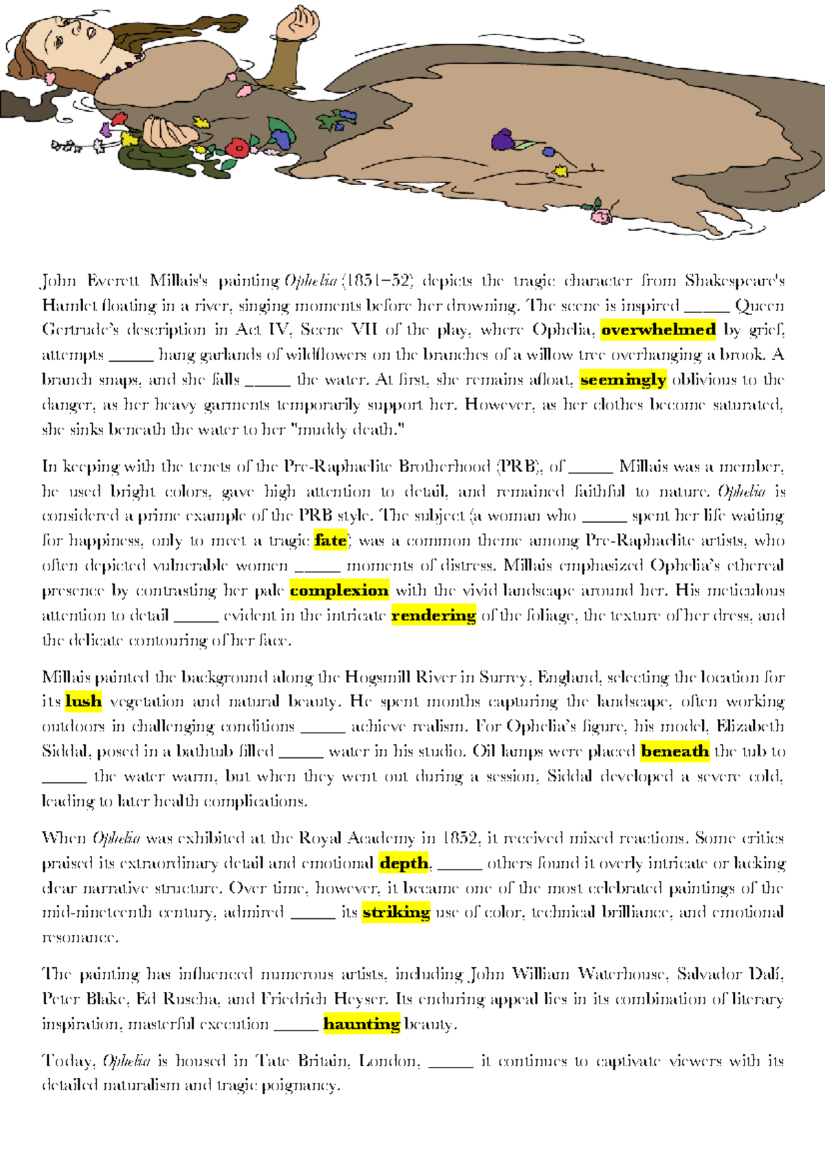 Ophelia: Analysis & Activities on Millais' Masterpiece (ART101) - Studocu