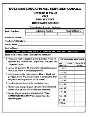 2024 PLE English Examination Paper: Instructions & Questions - Studocu