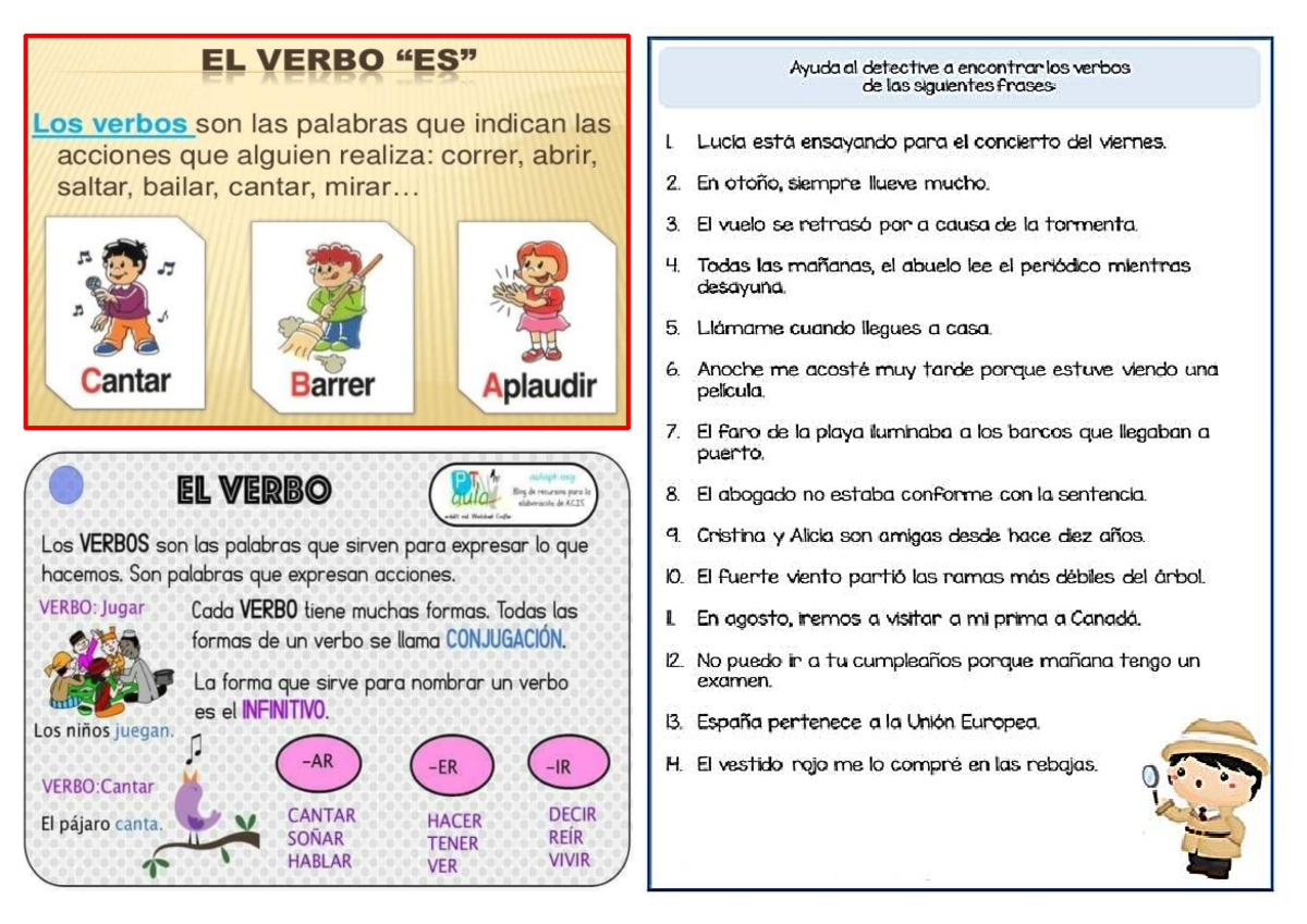 EL VERBO: Ficha de Ejercicios para Identificar Verbos - Studocu