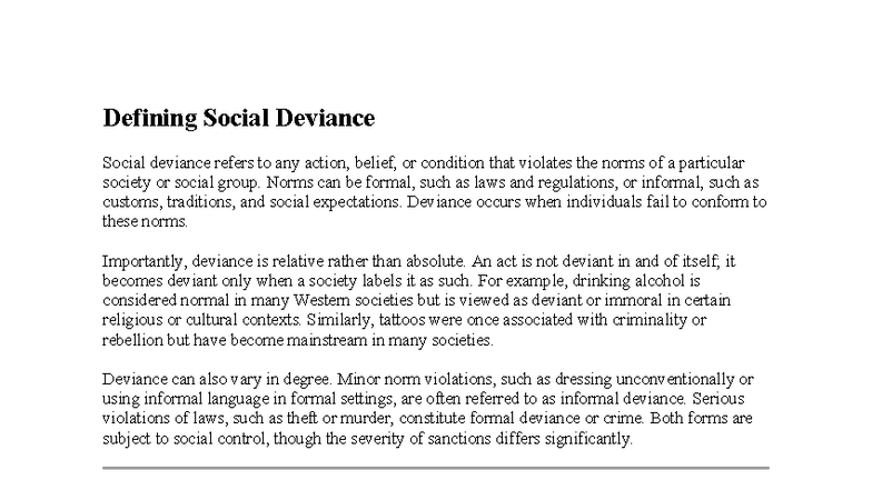 Understanding Social Deviance: Key Characteristics and Contexts - Studocu