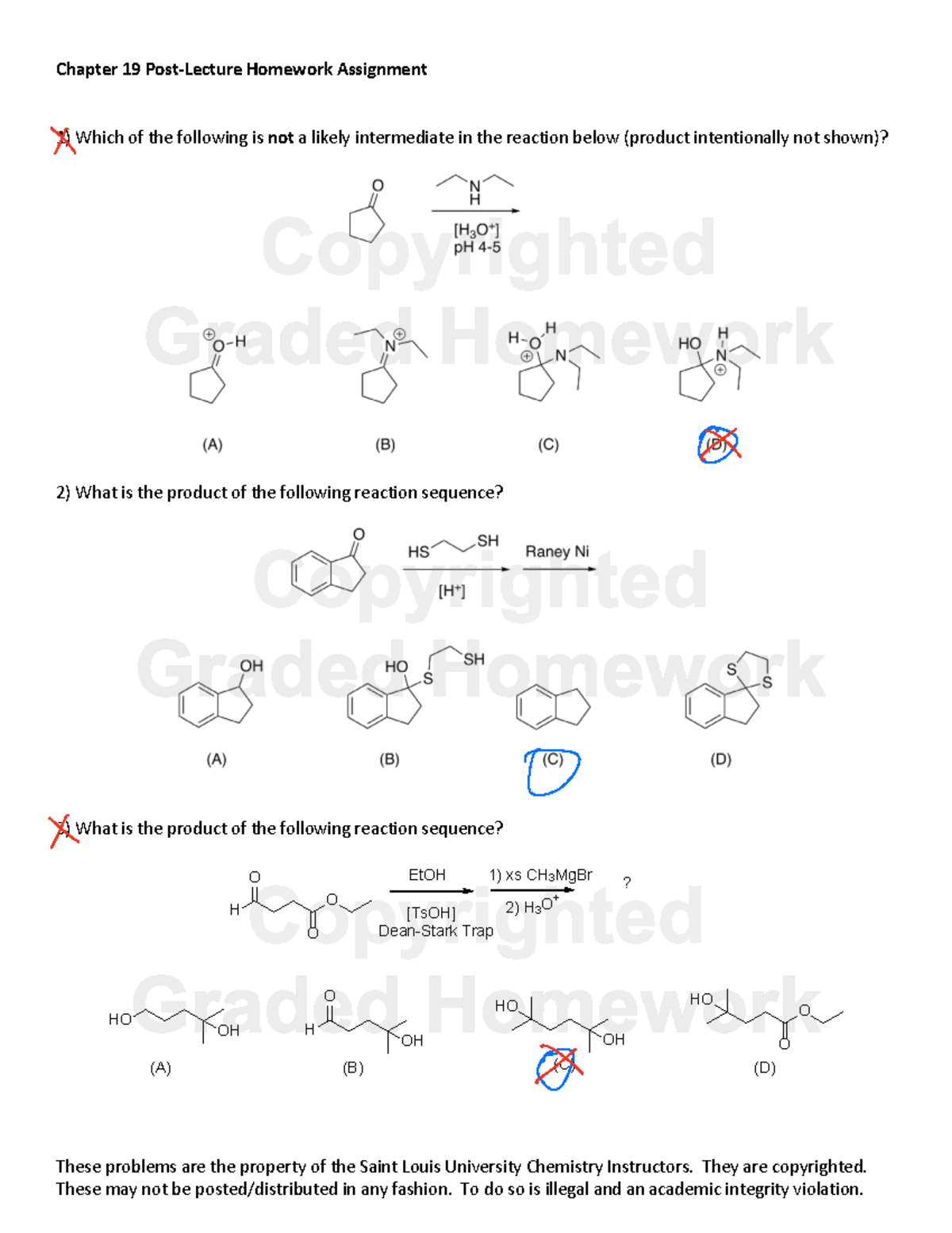 Chapter 19 Homework Assignment: Reaction Sequences & Products Analysis - Studocu