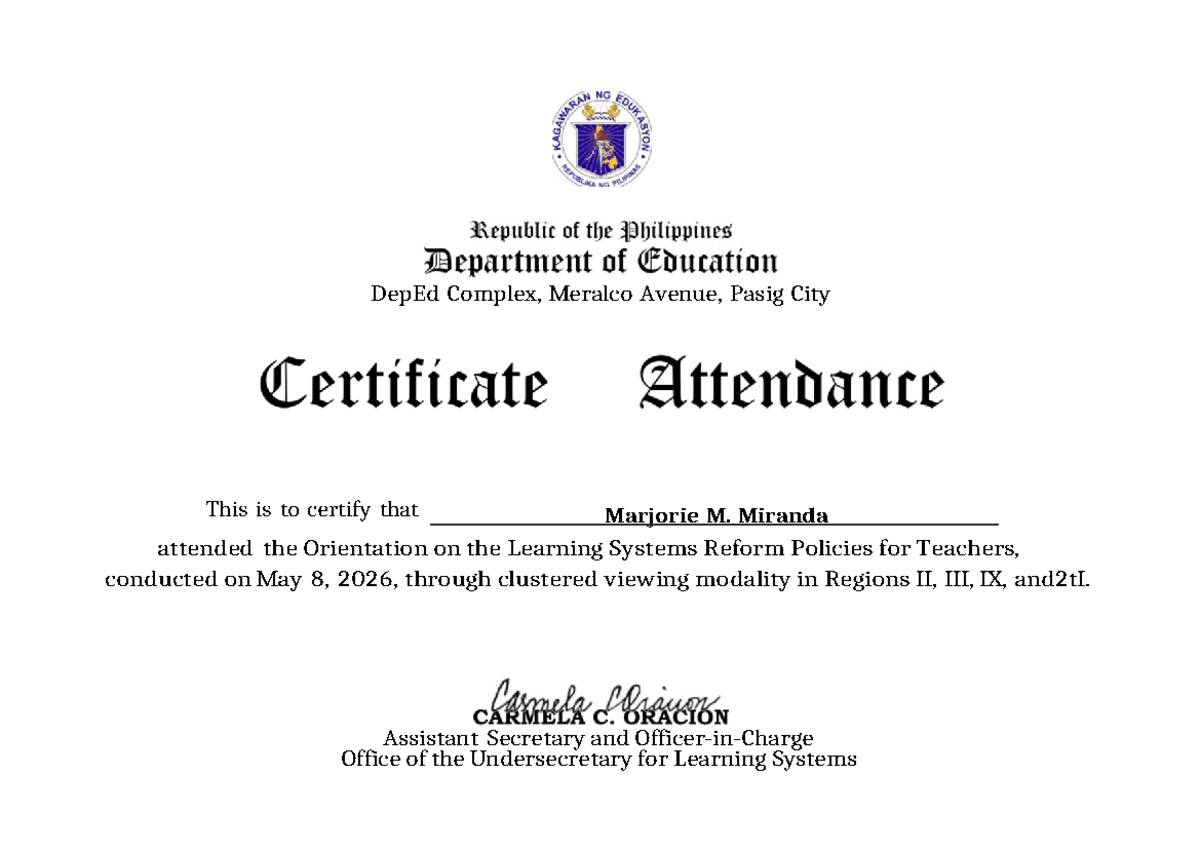 May-8 Marjorie-M - N/A - Bachelor of Elementary Education - DepEd ...