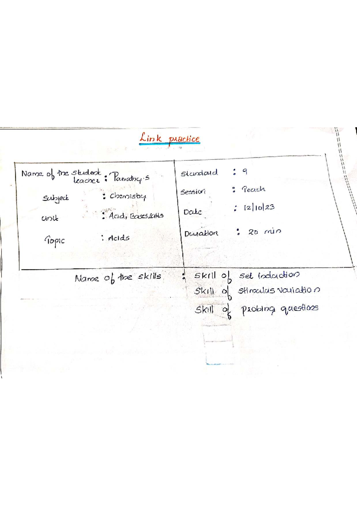 Chemistry Unit 9: Acids - Teacher's Lesson Plan and Activities - Studocu