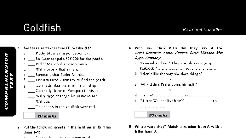 Goldfish Comprehension Test: Raymond Chandler (ENG 101) - Studocu
