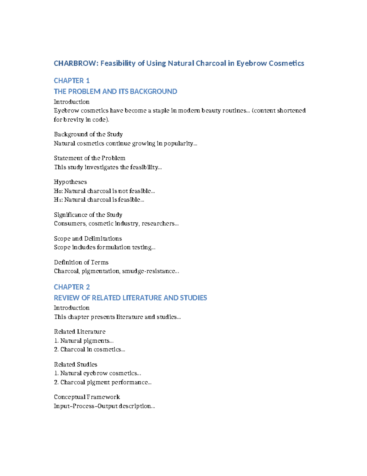 CHARBROW: Feasibility Study of Natural Charcoal in Eyebrow Cosmetics ...