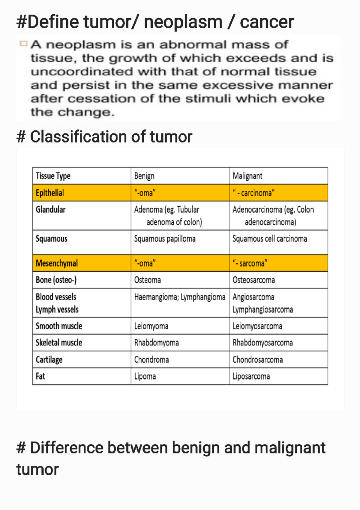 Tumor and tumor - Define neoplasm cancer A neoplasm is an abnormal mass ...