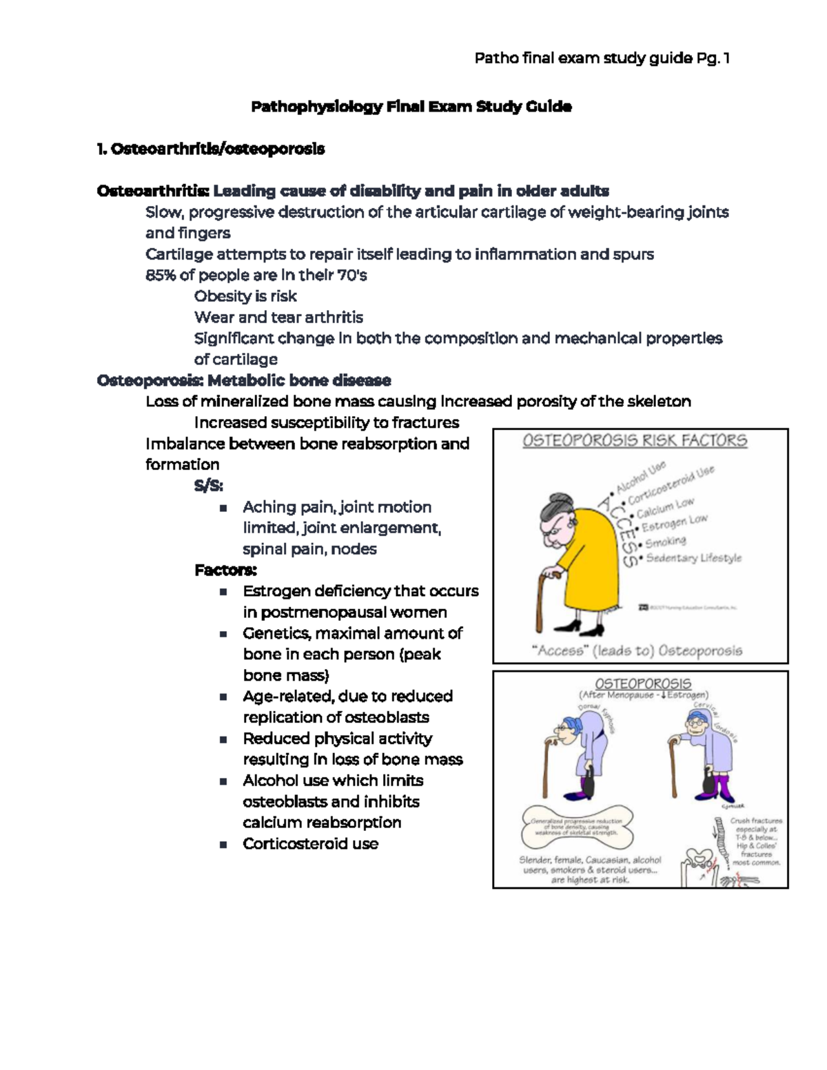 Patho 1-15 Final Exam Study Guide: Key Concepts in Pathophysiology ...