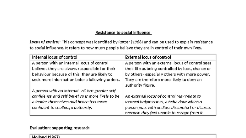 Resistance to Social Influence and Social Change: Key Concepts and ...