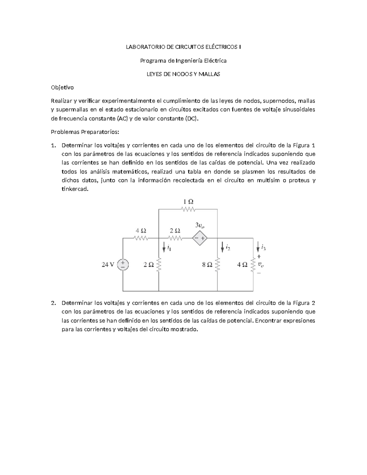 Laboratorio 2 CE1 - Leyes de Nodos y Mallas en Circuitos Eléctricos - Studocu