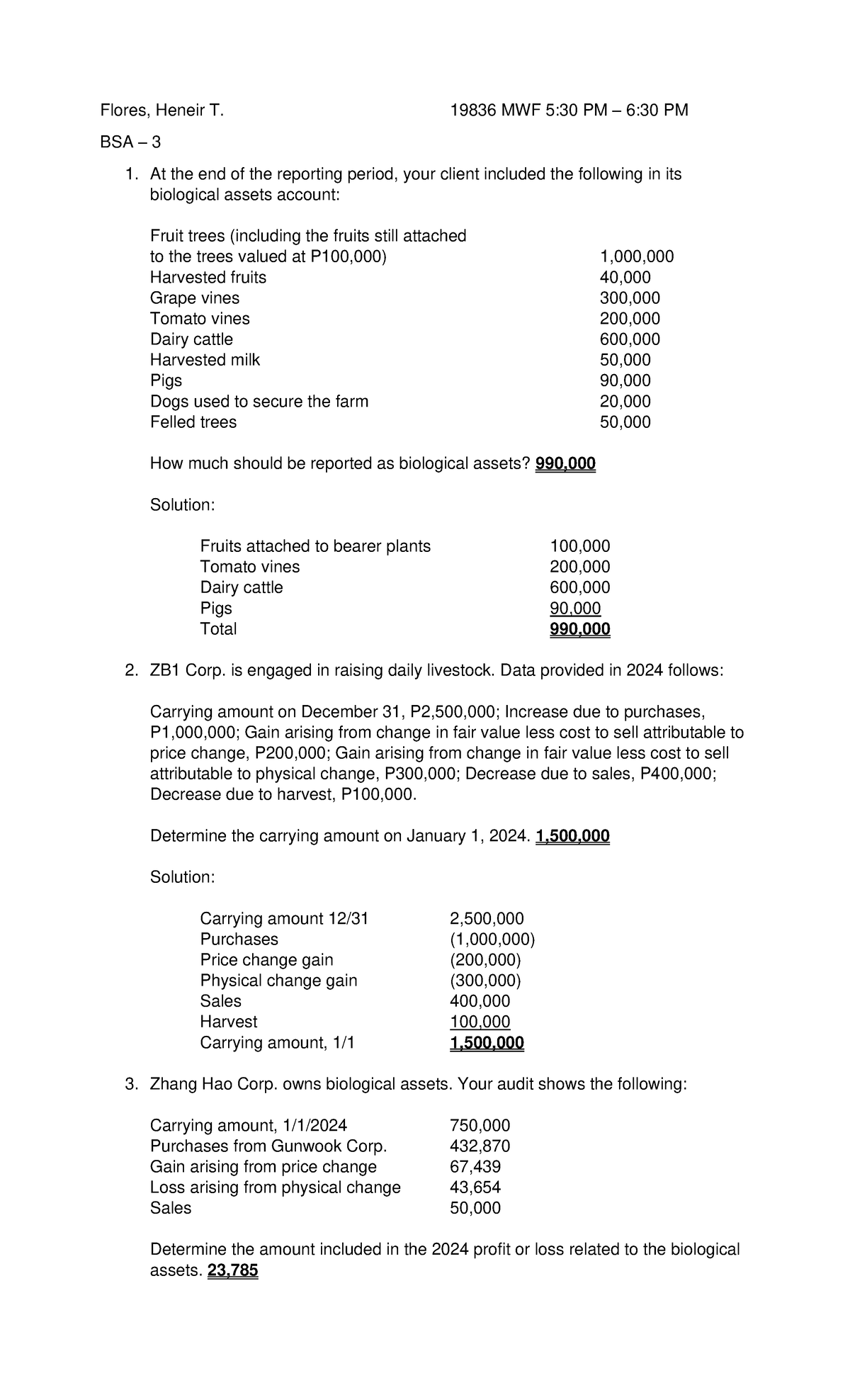 Biological Assets - Bio asset - Flores, Heneir T. 19836 MWF 5:30 PM – 6 ...