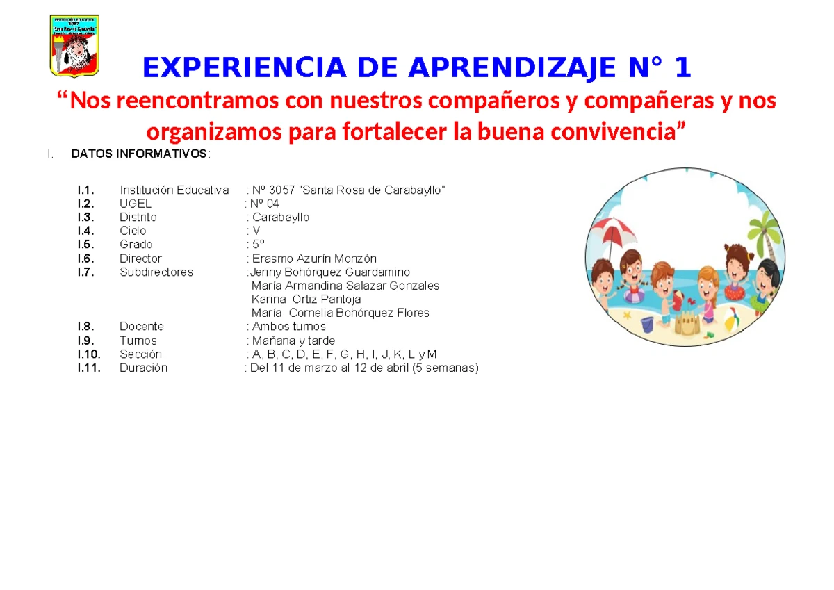 Proyecto de Aprendizaje DE CCSS - 2023 - PROYECTO DE APRENDIZAJE DEL ÁREA CURRICULAR DE CIENCIAS ...